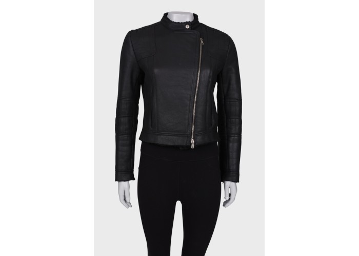 Marc Cain Black sheepskin coat made of genuine leather 88744898 ...