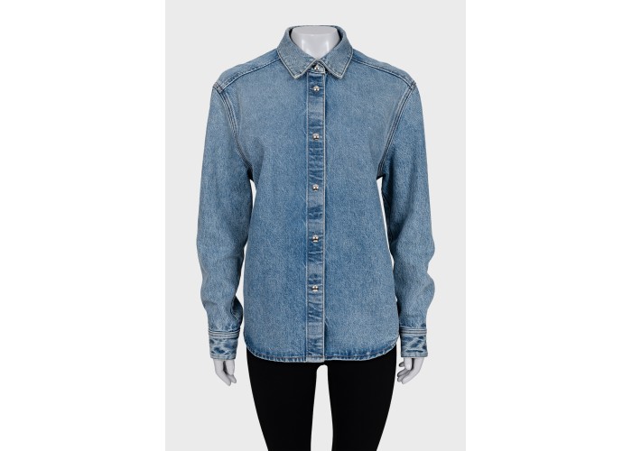 Straight cut denim shirt with buttons 88527591 — Shop Worldwide | The ...