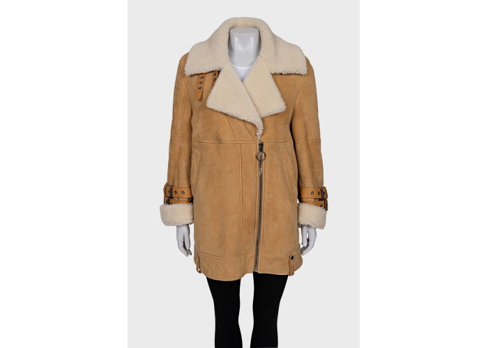 Yellow sheepskin coat with fur 88938158 — Shop Worldwide | The Originals