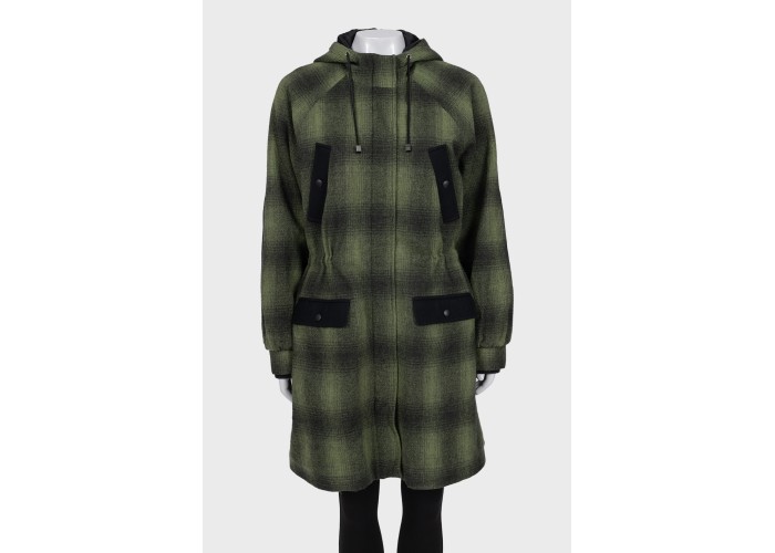 Green checkered coat with a zipper 88318174 — Shop Worldwide | The ...